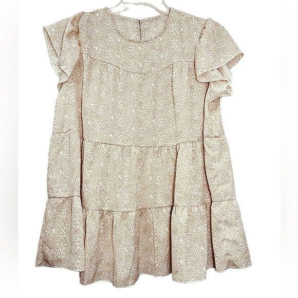 SHEIN | Tops | 25 Shein Beige Orange White Daisy Ditsy Floral Short ...